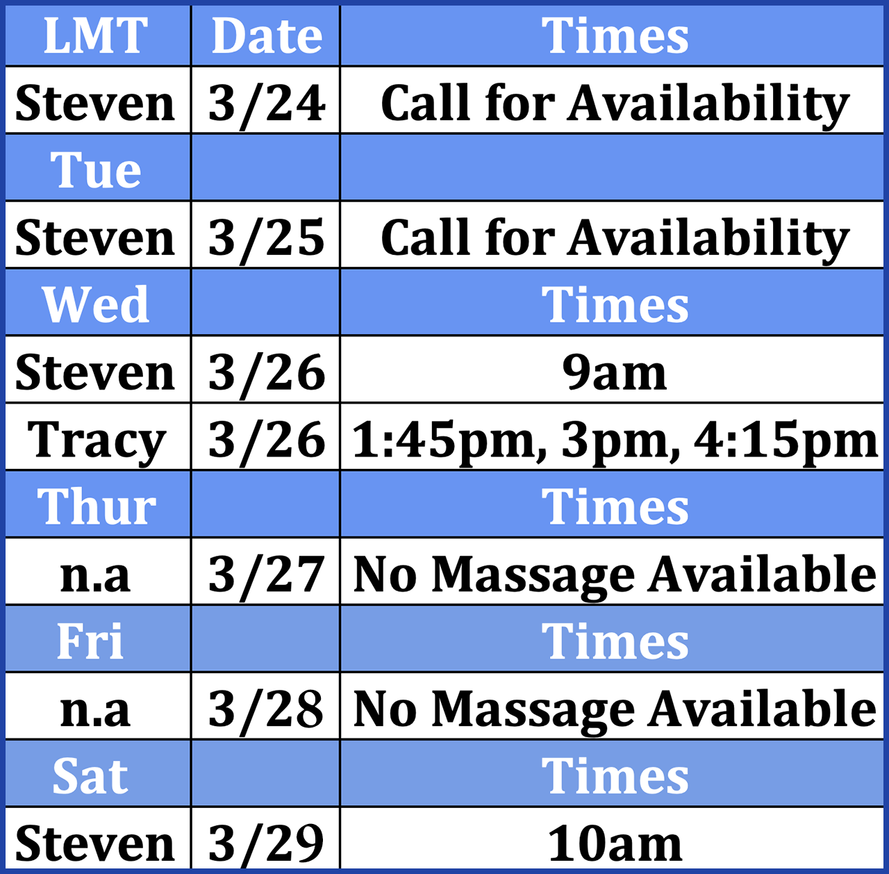 Scheduling | vancouvermassagecenter.com